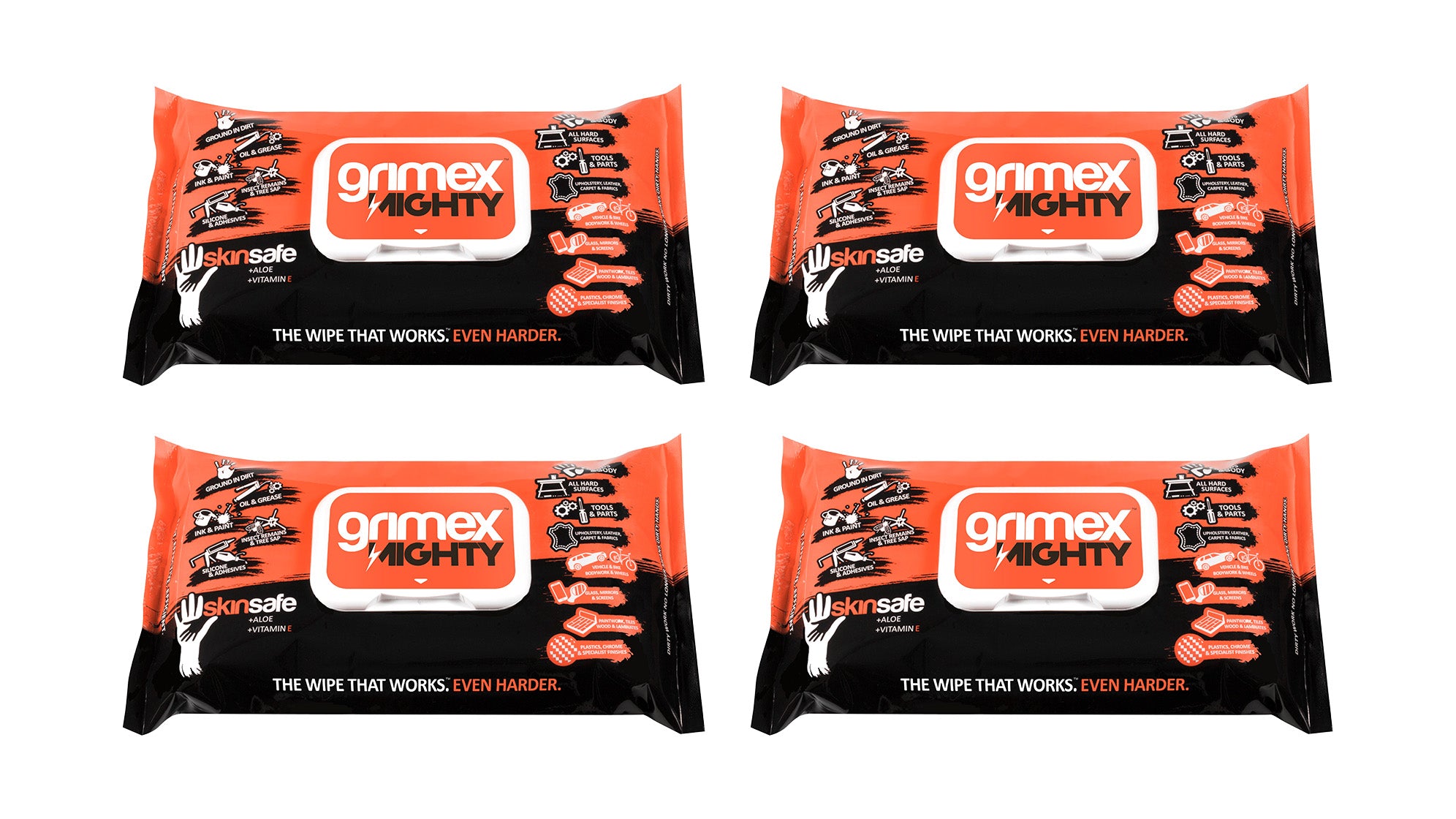 Grimex MIGHTY Wipes 40 | 4 Pack | 160 Wipes | Industrial Strength