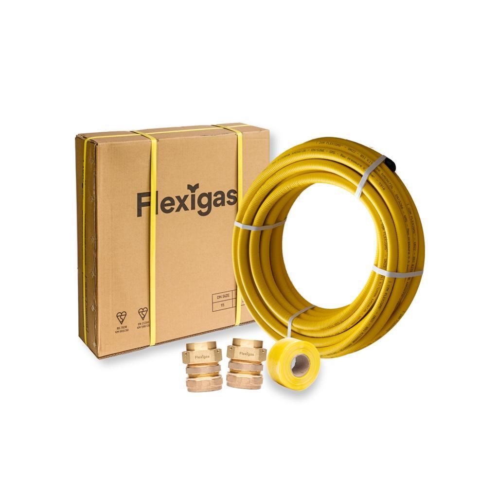 Flexigas Flexible Gas Pipe | 5 Metre | 10 Metre Kits, 15mm,22,28,32mm