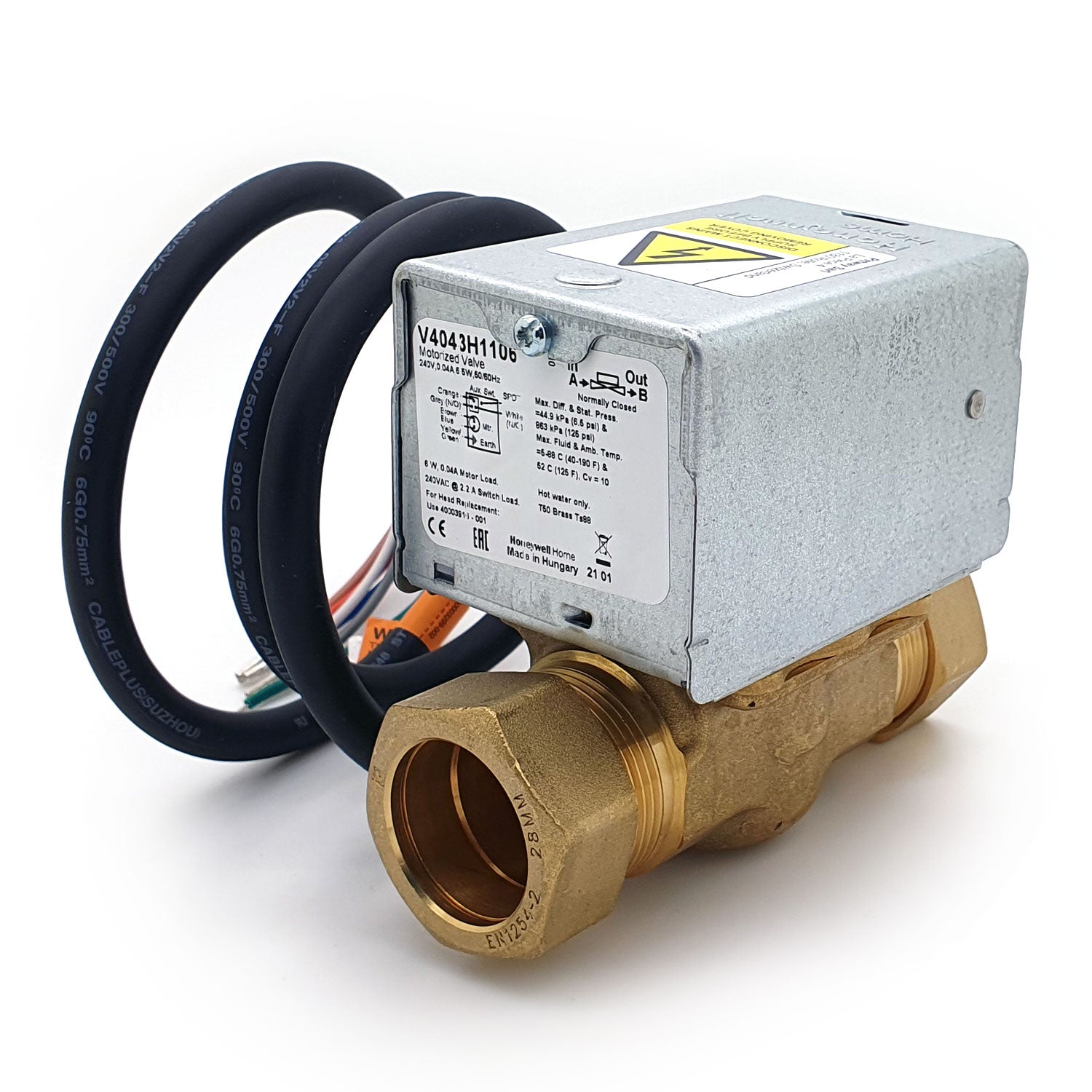 Honeywell V4043H1106 28mm Motorised Zone Valve – 2-Port 240V with Aux ...